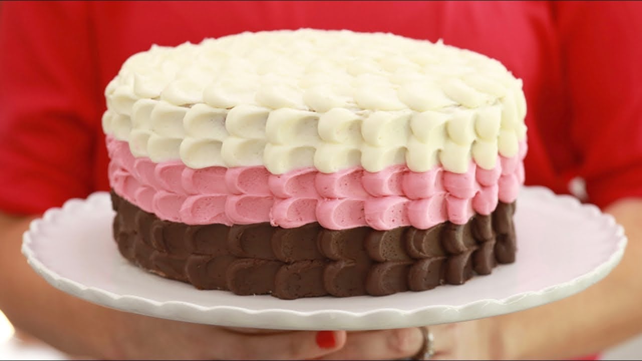 3 Layer Neapolitan Cake (Chocolate, Vanilla & Strawberry)
