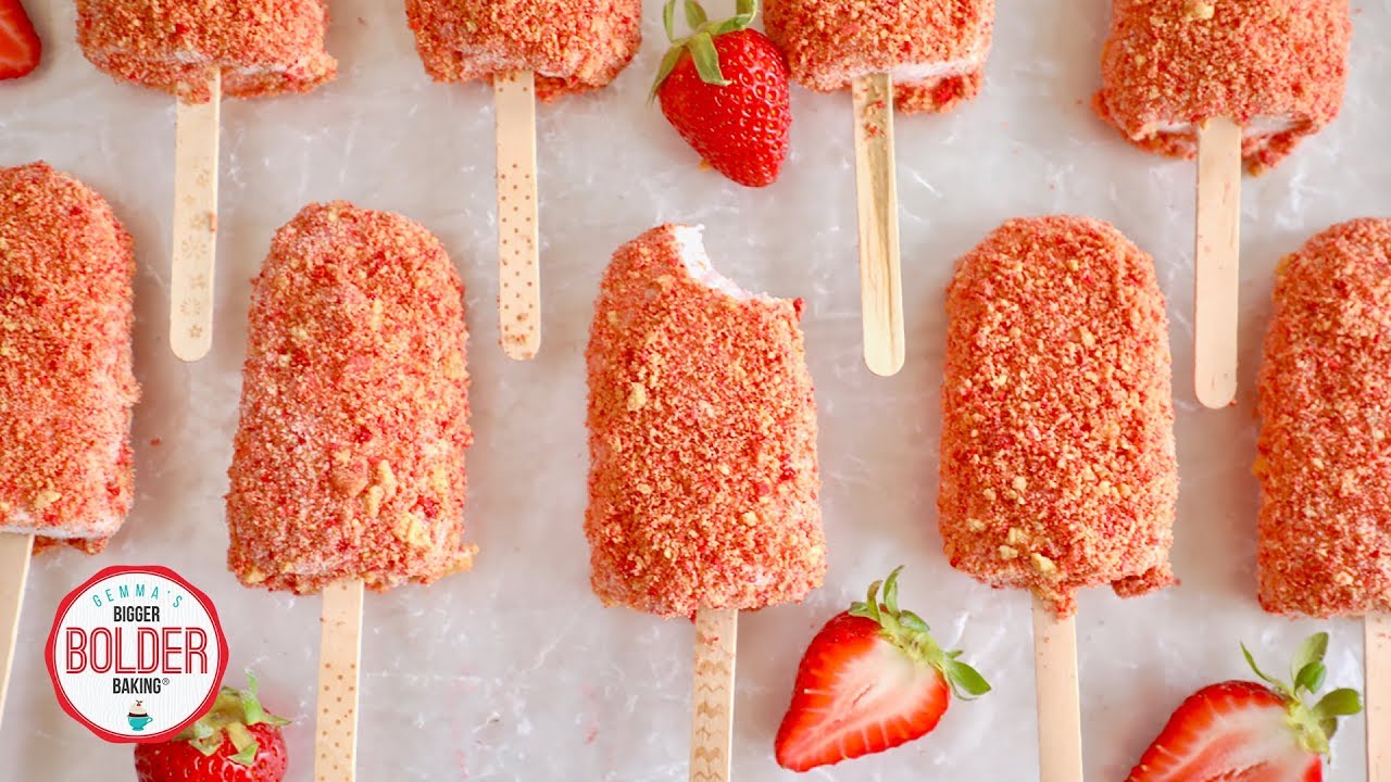 Homemade Strawberry Shortcake Ice Cream Bars Recipe