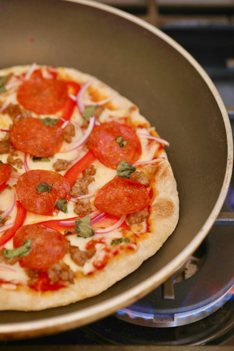 Pan Fried Pizza (Stovetop, No Oven) | Bigger Bolder Baking