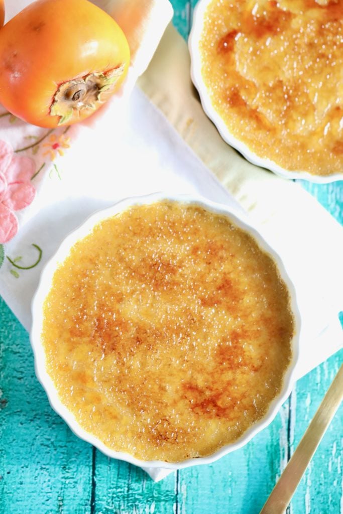 Sweet Pumpkin Persimmon and Ginger Creme Brûlée