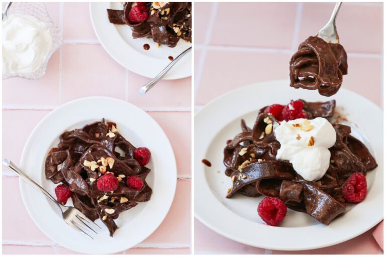 Chocolate Pasta With Hazelnut Sauce - Bigger Bolder Baking