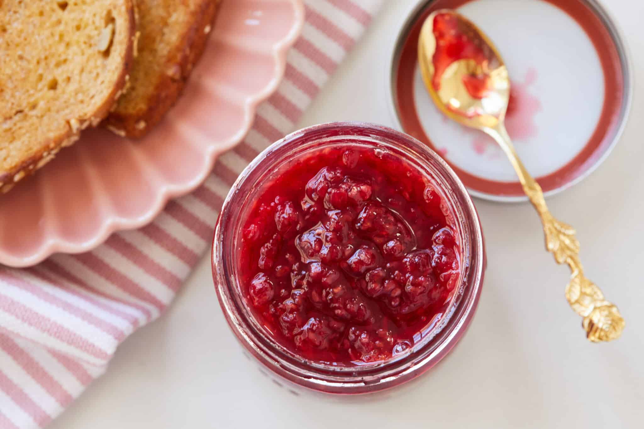 The Easiest Raspberry Freezer Jam Recipe - Gemma’s Bigger Bolder Baking